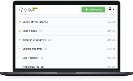 Clew — personal process tracking app